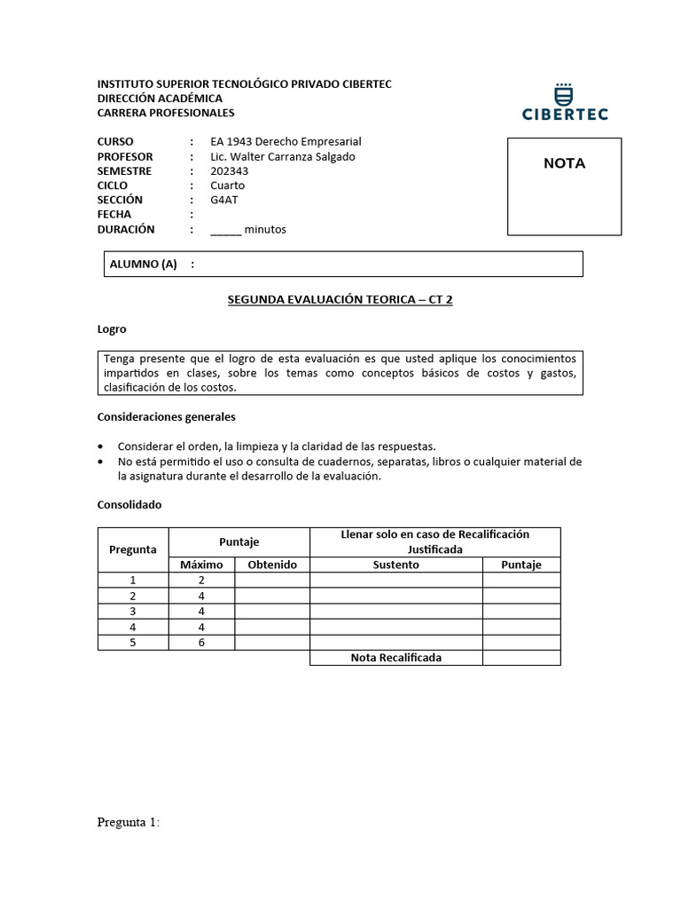 EA 1843 - Derecho Empresarial - G4AT 00 - CT 2 - Carranza Salgado ...