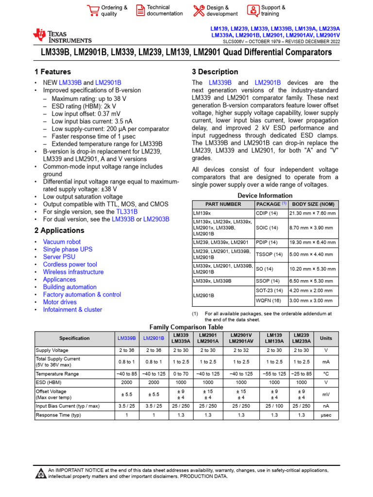 Quad Differential Comparator Guide | PDF