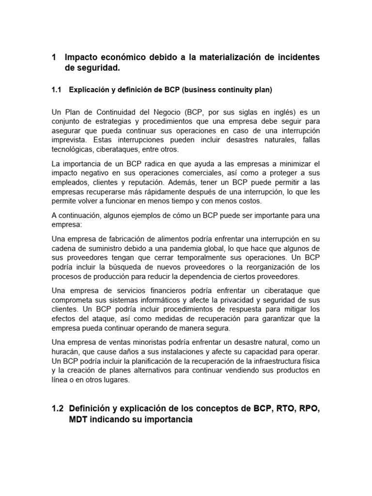 Bia - BCP - DRP | PDF