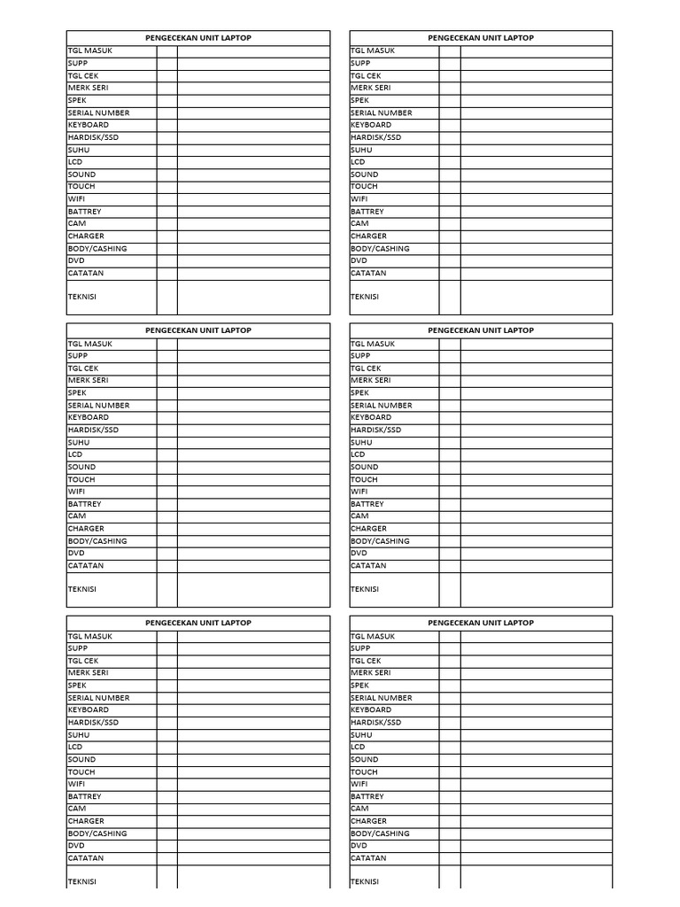 Laptop Inspection Checklist | PDF | Computers