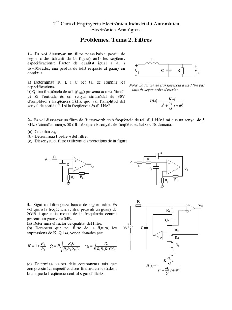 Problemes - T2 Filtres | PDF