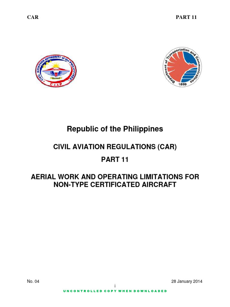 CAAP PCAR PART 11 Aerial Work (6) 2014 | PDF
