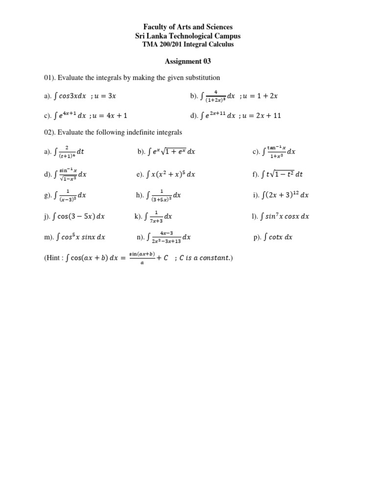 Assignment 03-Integral | PDF