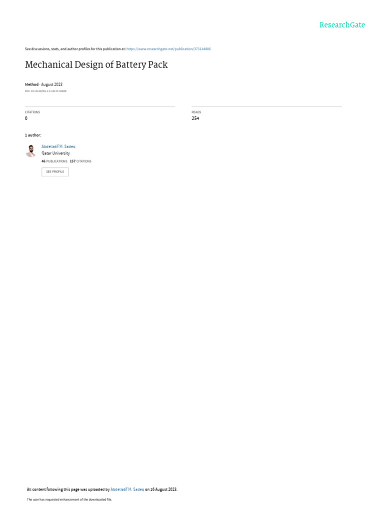 Mechanical Designof Battery Pack | PDF