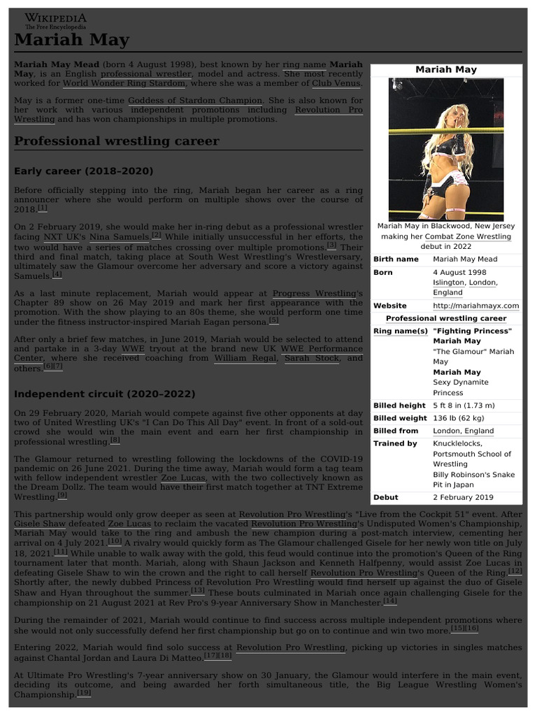 Mariah May: Wrestling Career Highlights | PDF
