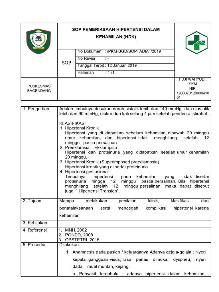 SOP Pemeriksaan HDK | PDF