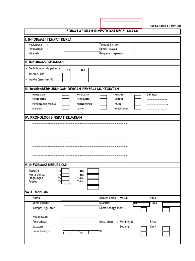 Form Investigasi Kecelakaan Kerja | PDF