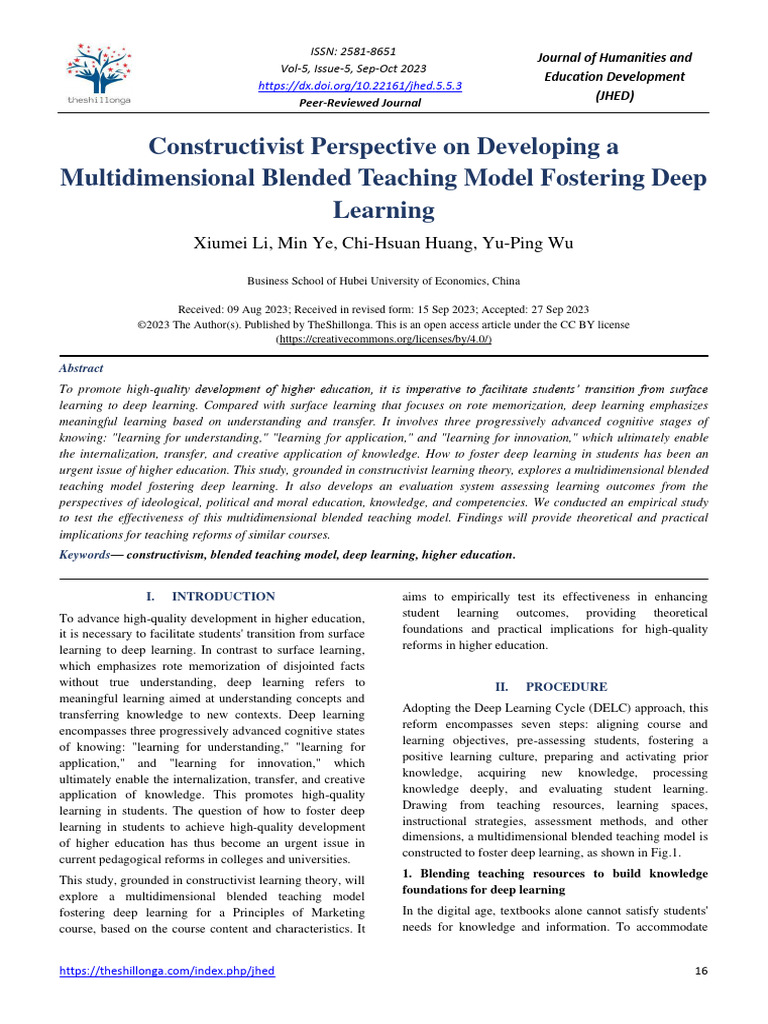 Constructivist Perspective On Developing A Multidimensional Blended ...