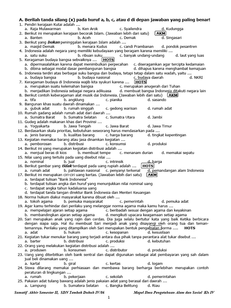 Soal SAS 2 Kelas 4 - IPAS | PDF