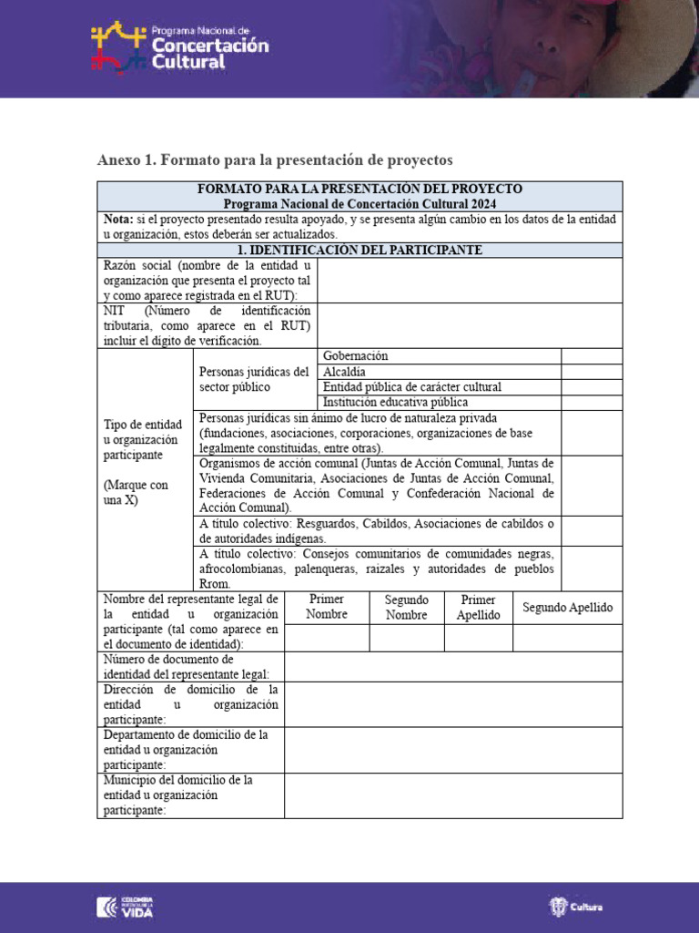 Anexo 1. Formato para La Presentación de Proyectos | PDF