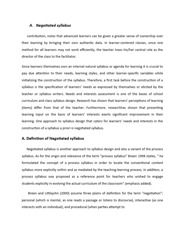 Negotiated Syllabus in Learner-Centered Education | PDF | Career & Growth