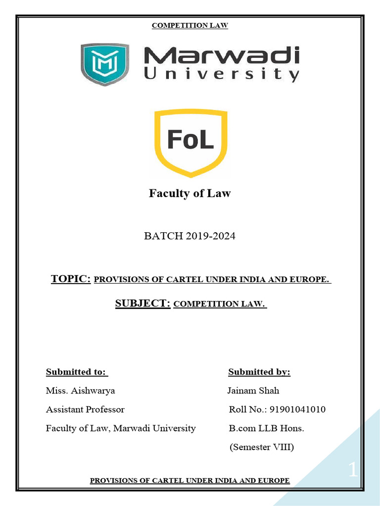 Competition Law Project | PDF