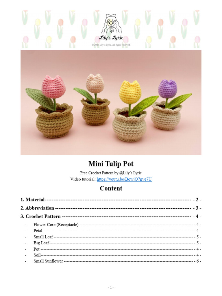 Mini Tulip Pot Crochet Pattern | PDF | Home & Garden
