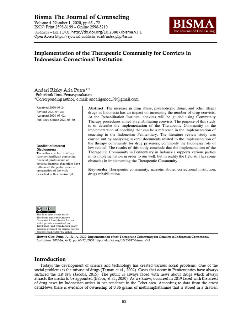 Implementation of The Therapeutic Community For Co | PDF