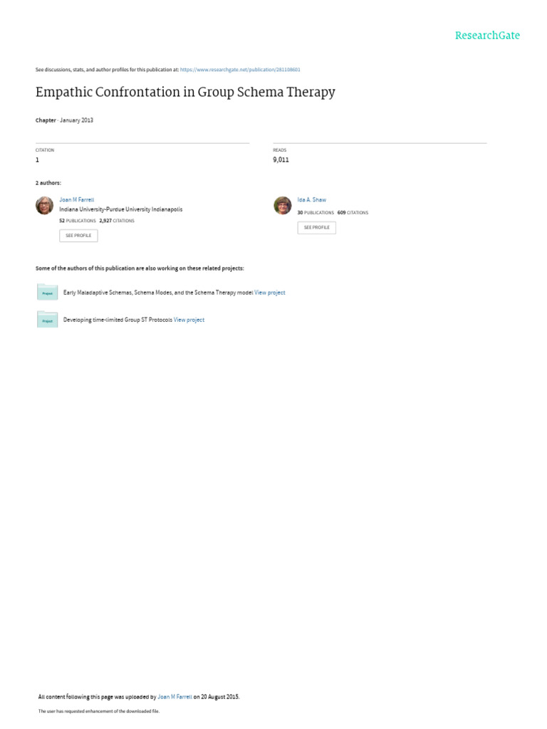 Empathic Confrontation in Group Schema Therapy: January 2013 | PDF