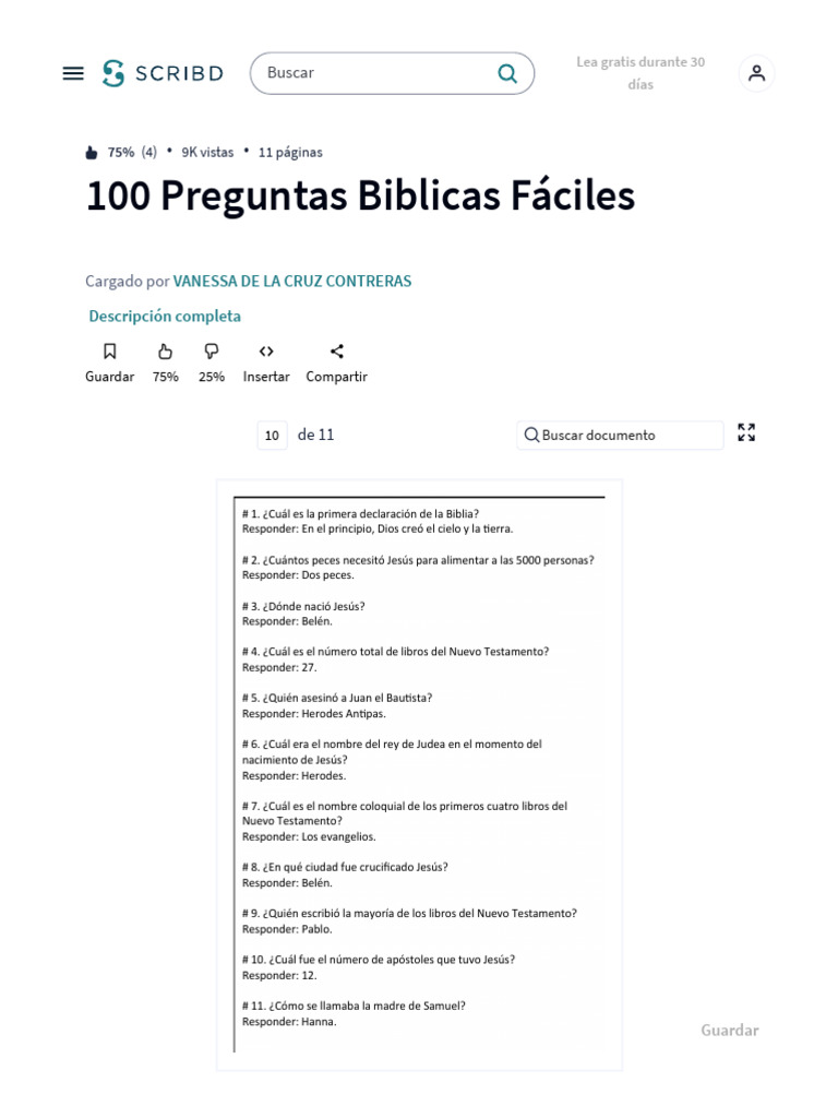 100 Preguntas Biblicas Fáciles - PDF - Jacob - David | PDF