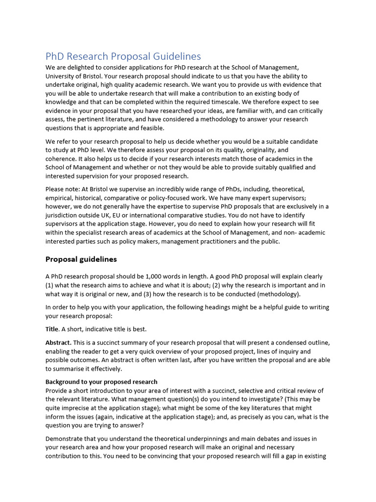 PhD Proposal Guide for Applicants | PDF