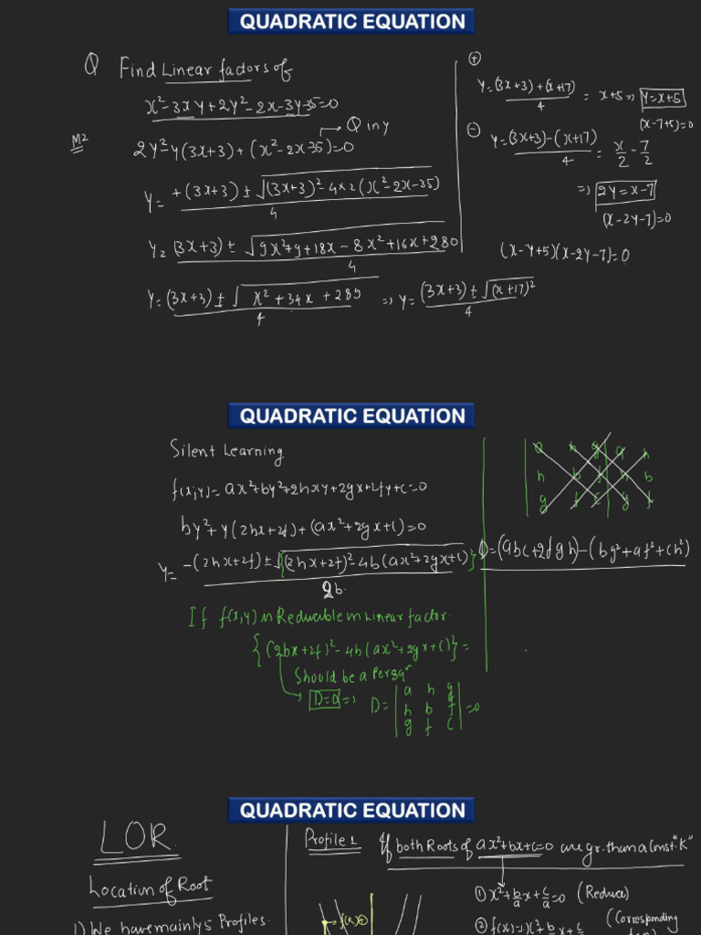 Quadratic Equation - L-101 (Class Notes) | PDF