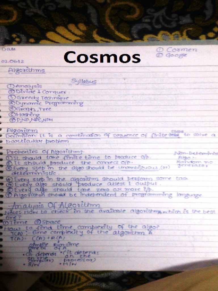 Algorthims Hand Written Notes Made Easy | PDF Algorthims Hand Written Notes Made Easy | PDF