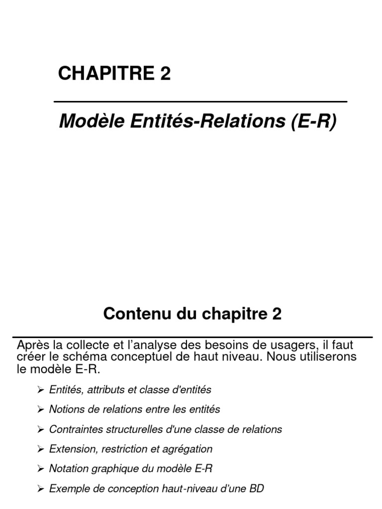 Chapitre 02-Modèle E-R | PDF