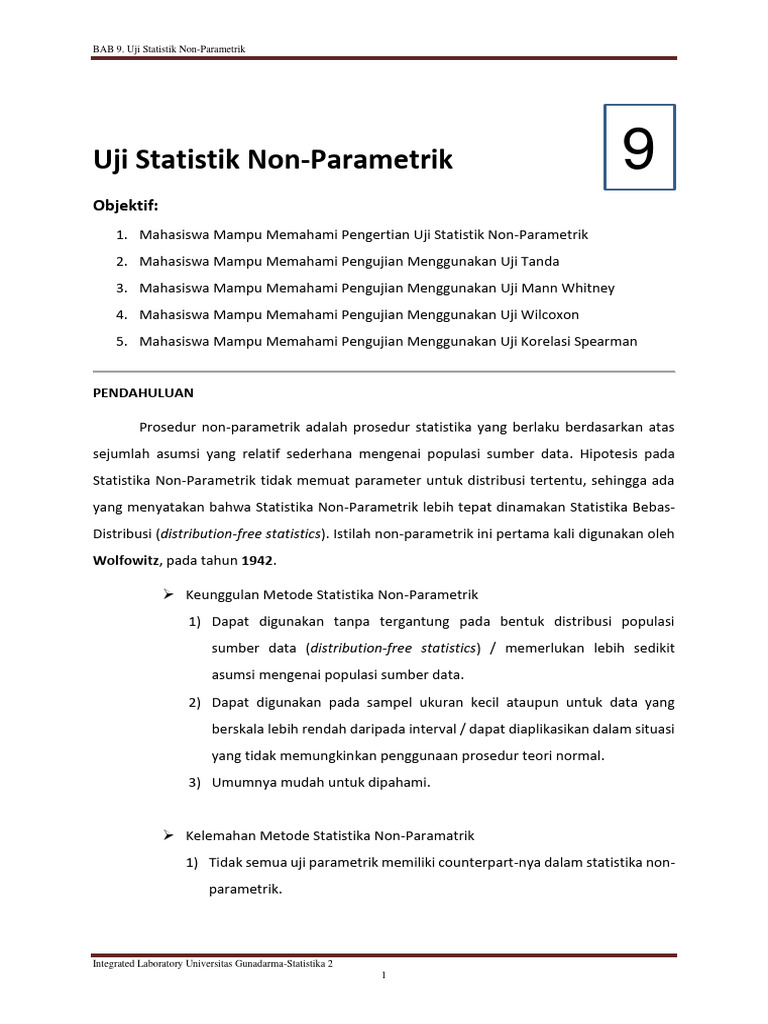 Bab 9 - Statistika Non Parametrik - Final | PDF