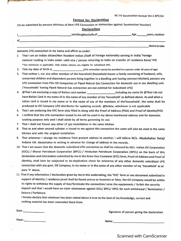 Declaration For NC - 1 | PDF