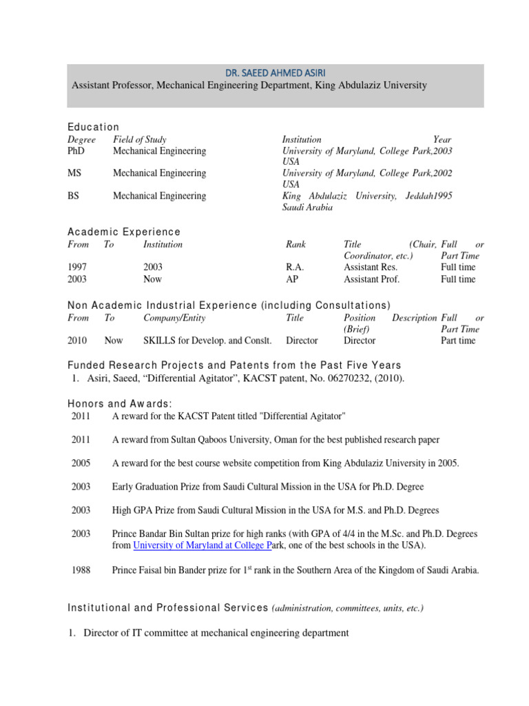 CV Dr.+Saeed+Asiri | PDF