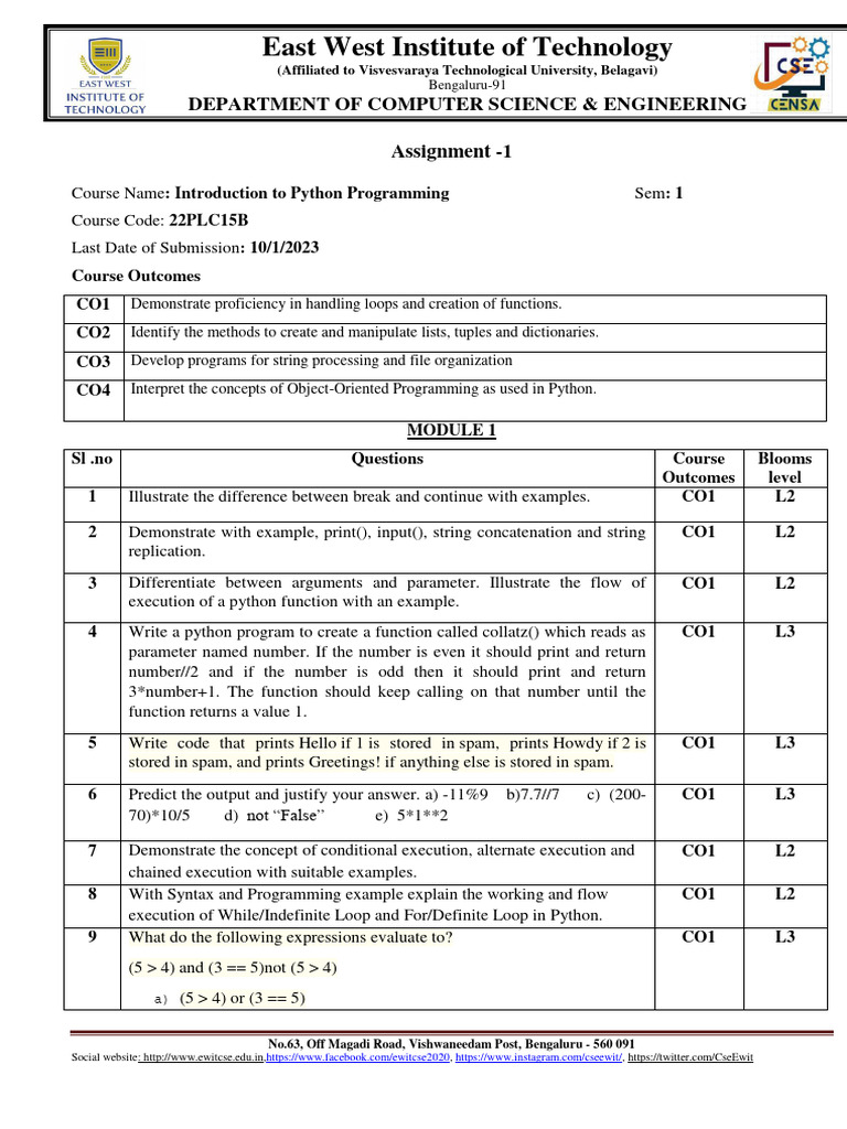 Python Assignment 1 | PDF
