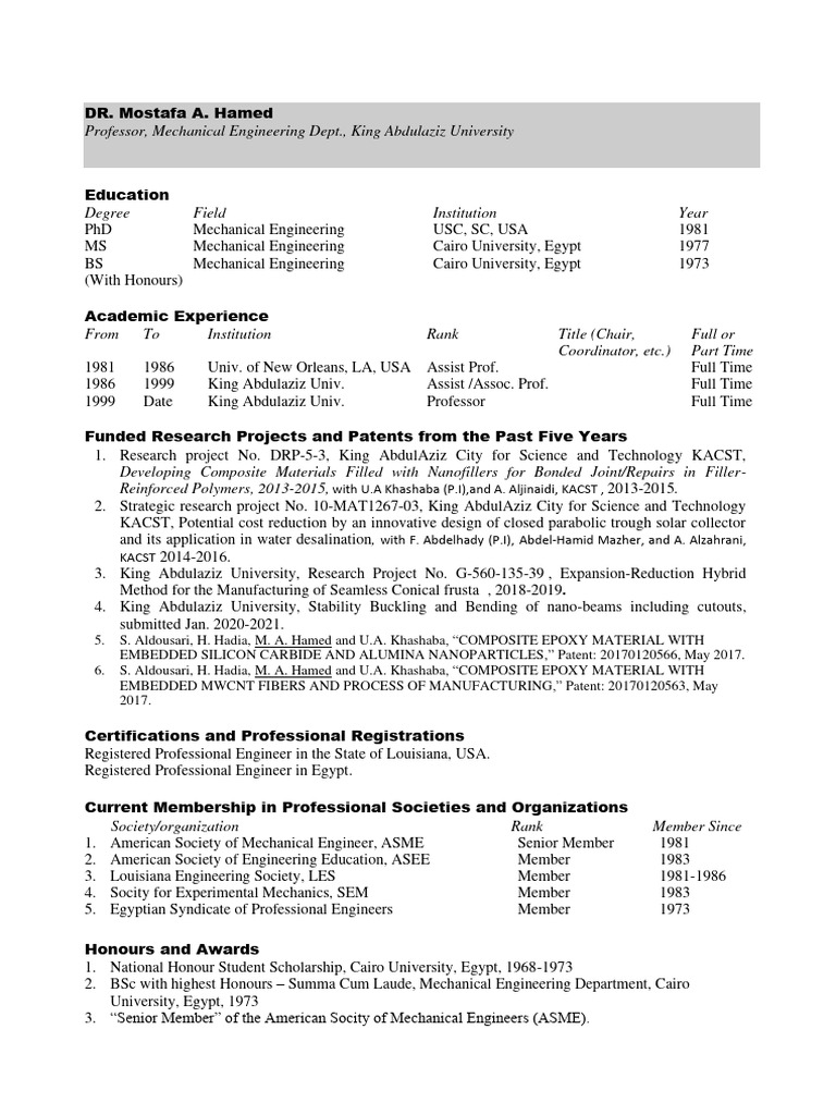 CV - Mostafa Hamed | PDF