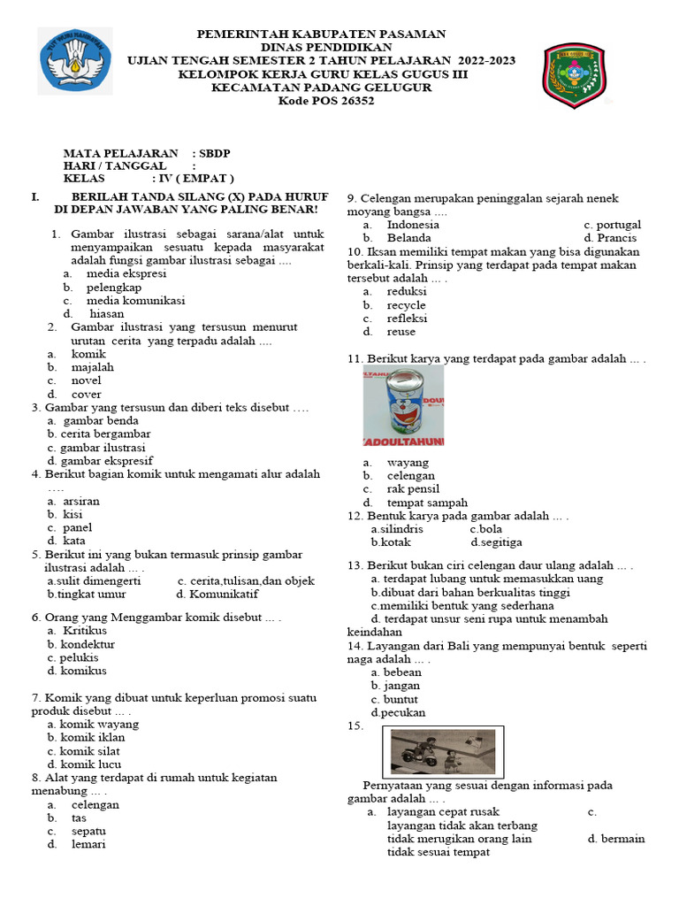 Kelas 4-Soal Mid SMT 2 THN 2023 | PDF