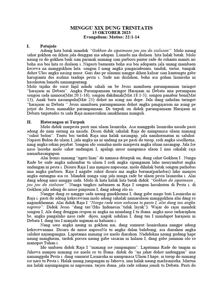 Minggu Xix Dung Trinitatis Bahan Sermon 8 Okt 2023 | PDF | Ilmu Sosial | Kajian Bahasa Asing