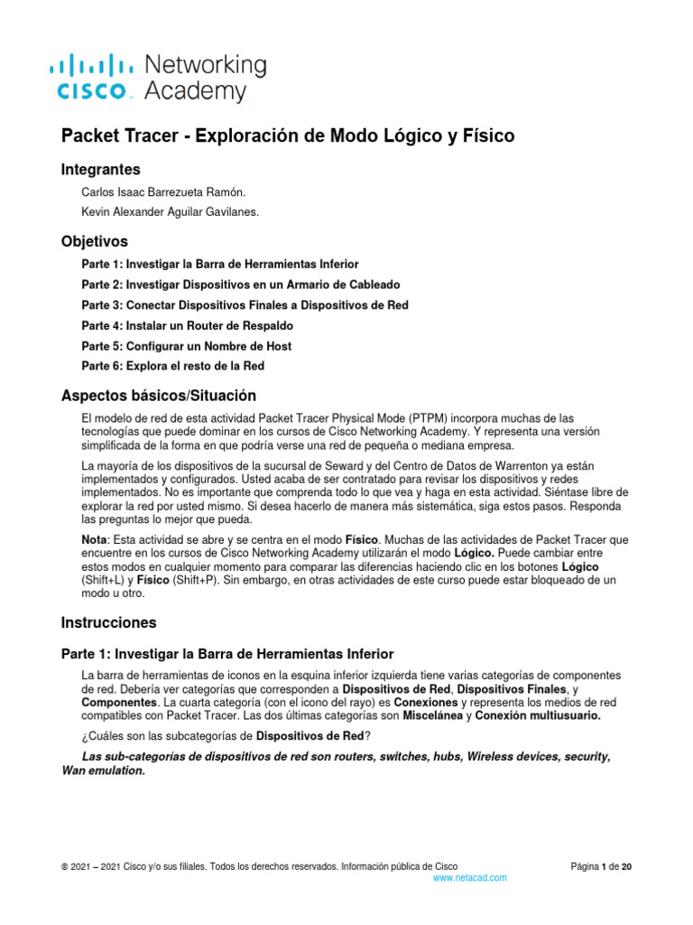 1.0.5 Packet Tracer - Logical and Physical Mode Exploration | PDF