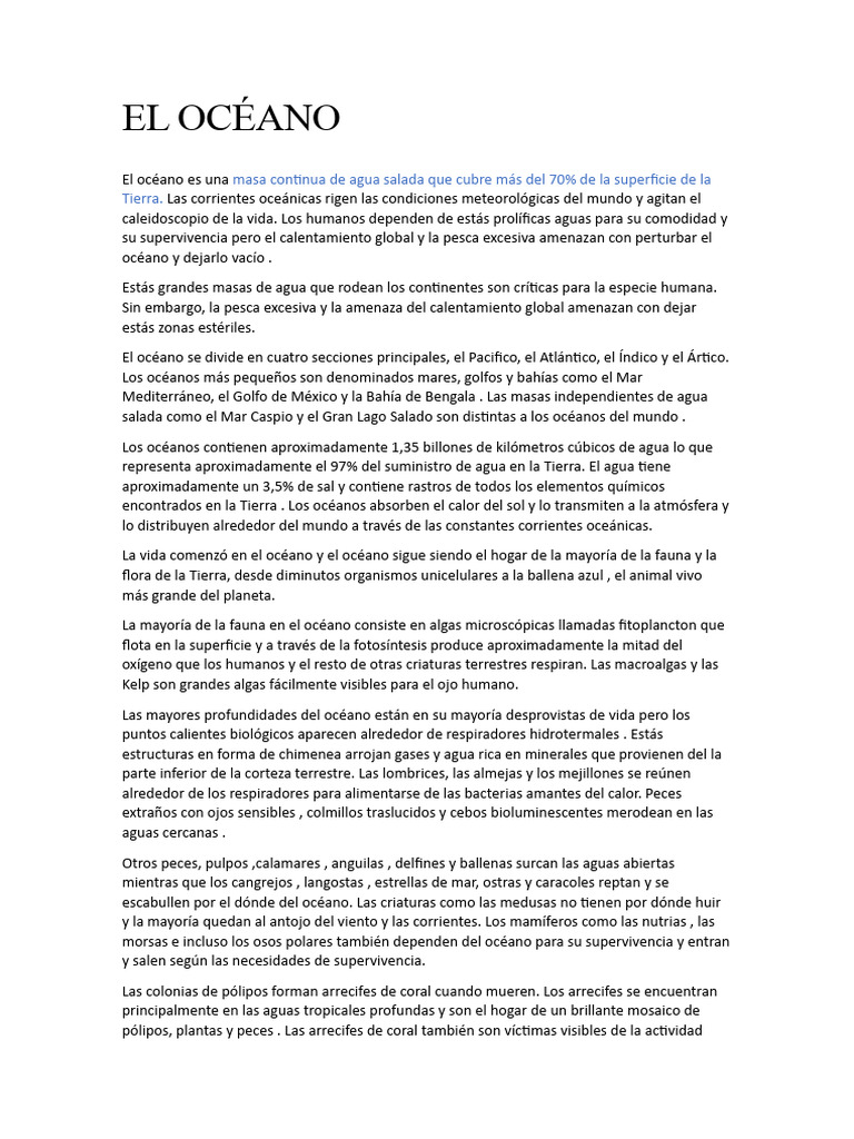 El Océano | PDF | Ciencias sociales