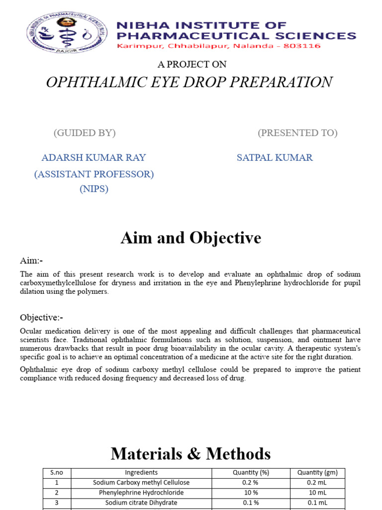 Ophthalmic Prepration | PDF