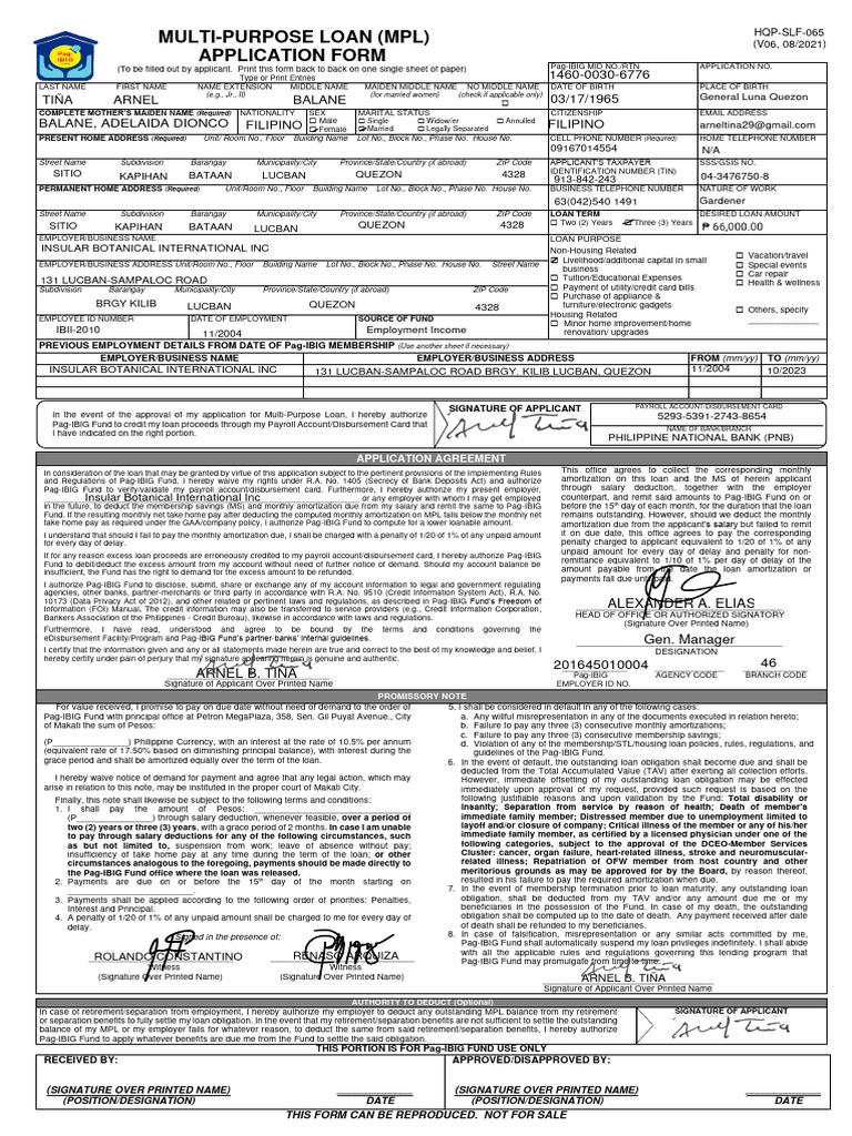 SLF065 - MultiPurposeLoanApplicationForm - V06 (1) (1) - 1-2-1 | PDF