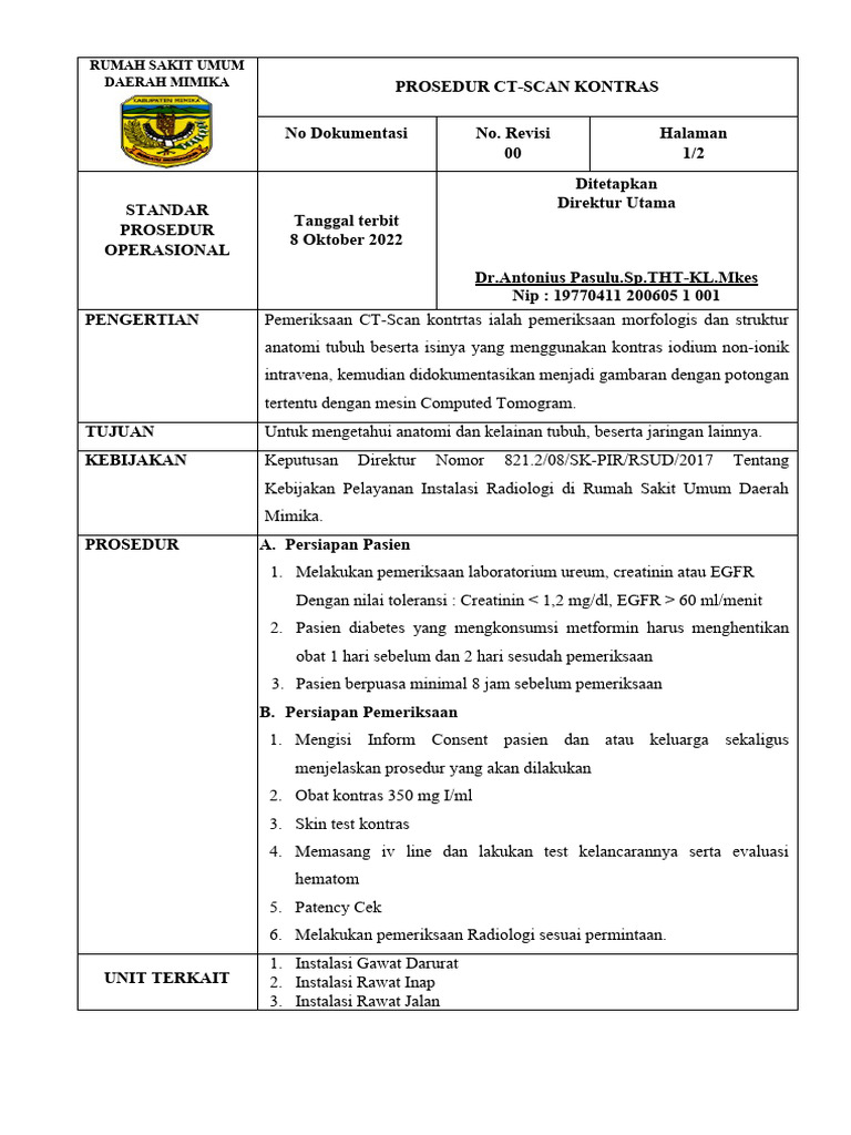 Sop Ct-Scan Kontras | PDF