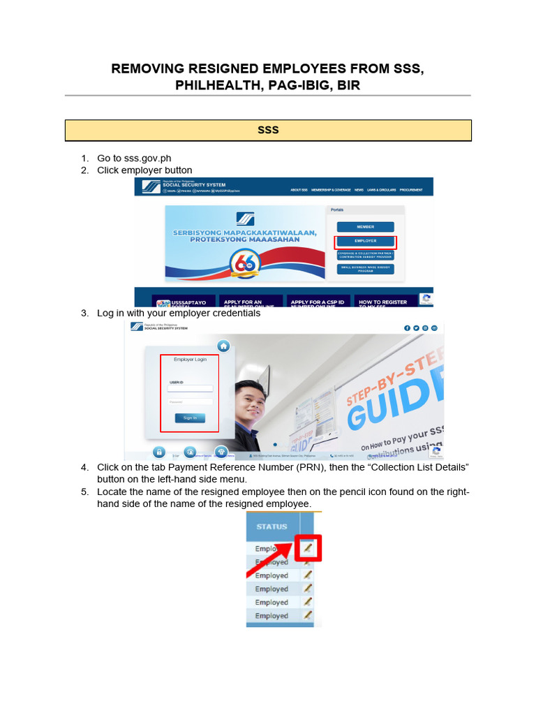 Removing Resigned Employees From SSS, Philhealth, Pag-Ibig, Bir | PDF