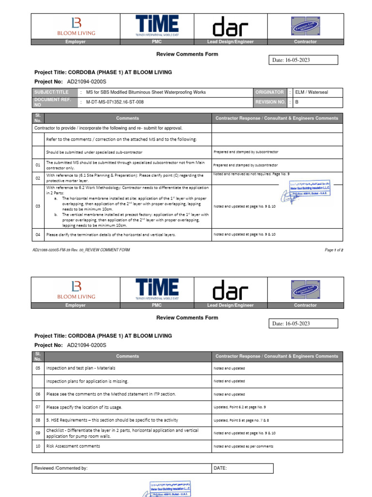 Comments Sheet | PDF
