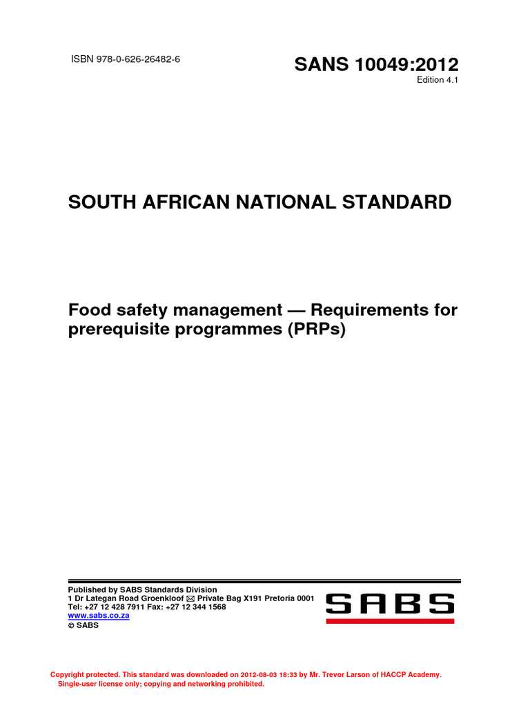 SANS10049 2012 - Requirements Fot PRPs | PDF