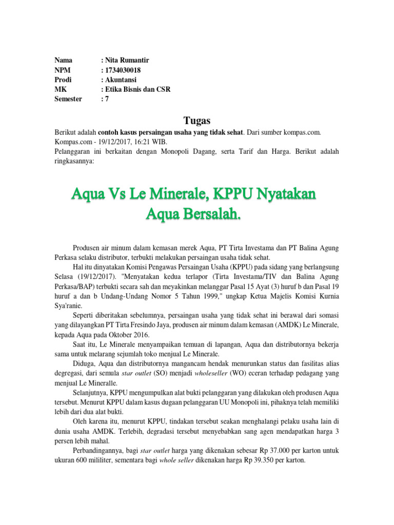 NITA.R Study Kasus Etika Bisnis&CSR | PDF