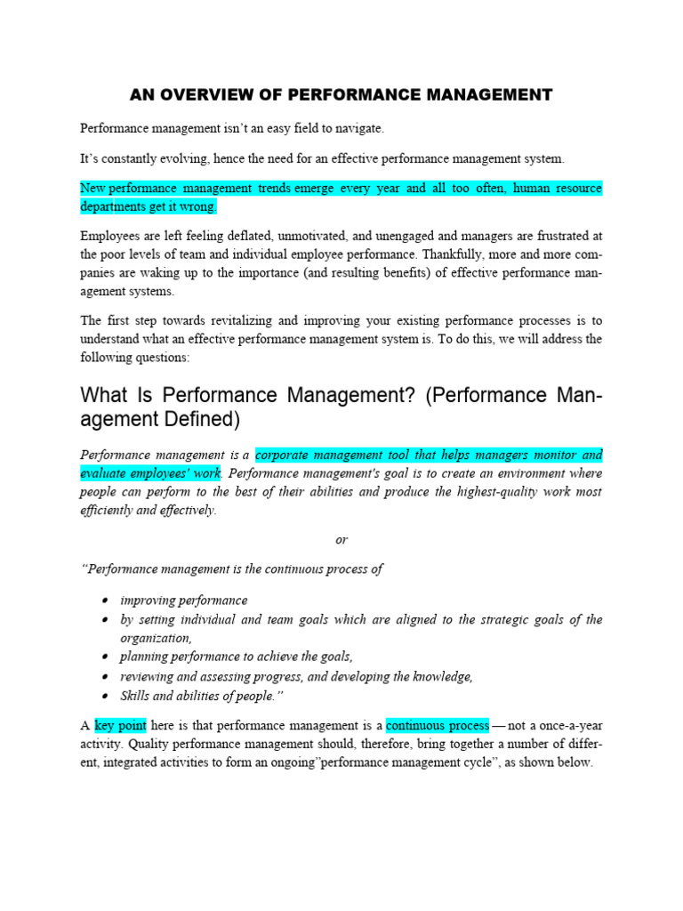 1.overview of Performance Management | PDF