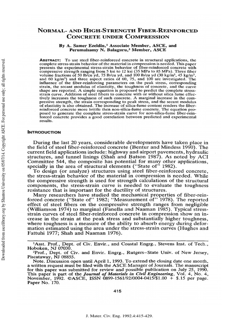 1993 - Normal - and High-Strength Fiber-Reinforced | PDF