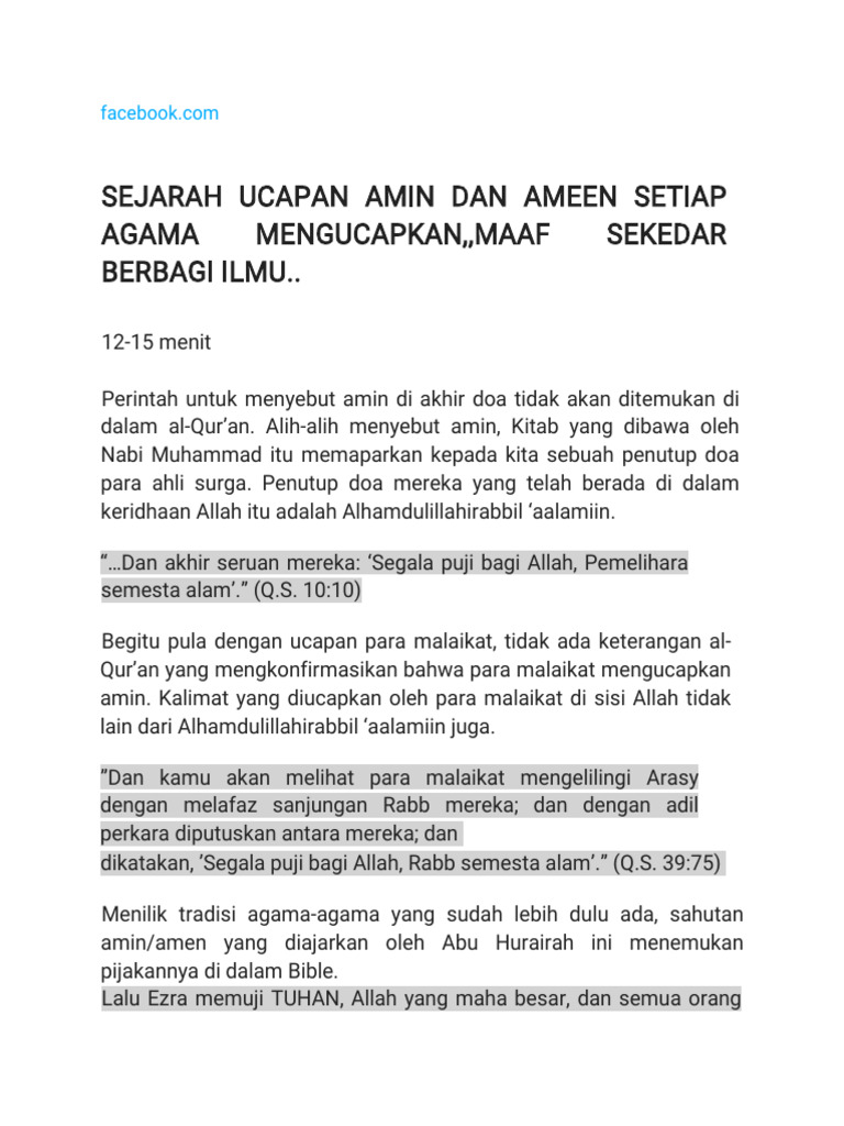 Asal Mula Kata Amin | PDF