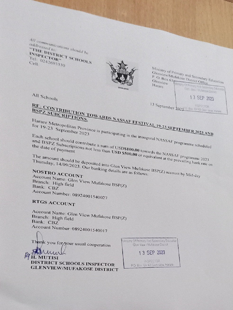 Glen View Mufakose District NASSAF 2023 | PDF