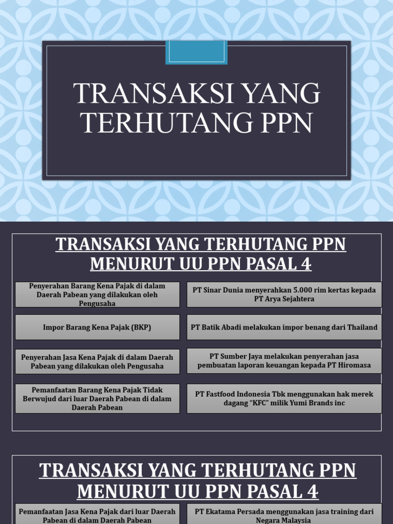 Transaksi Terutang PPN | PDF