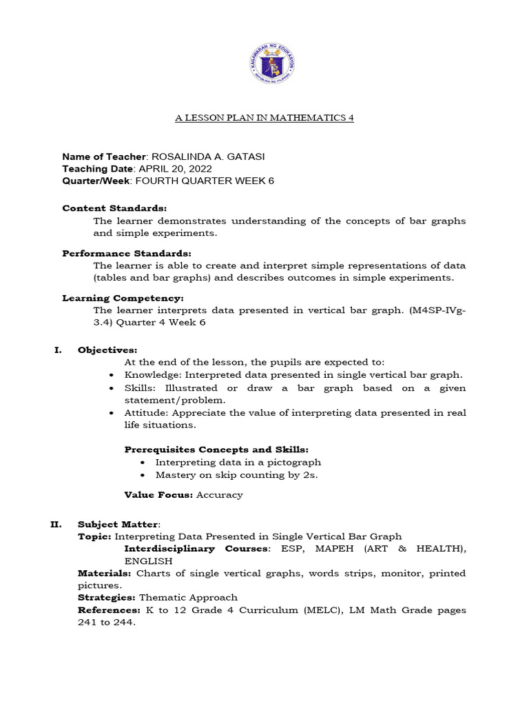 Final Lesson Plan For Demo Teaching Grade 4 | PDF