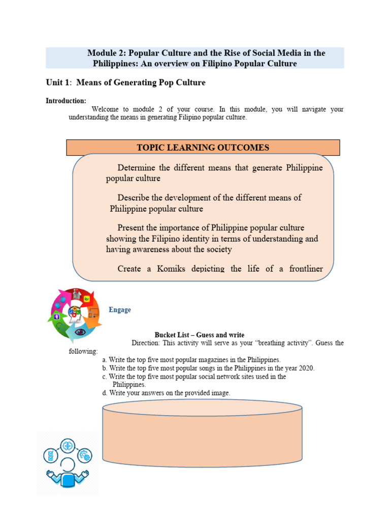 MIDTERM - GPPC - Module 2 - Unit 1 - Means of Generating Pop Culture | PDF