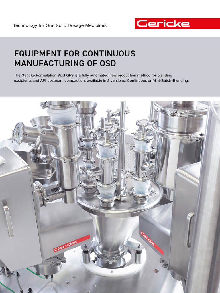 Gericke Formulation Skid for OSD Manufacturing | PDF
