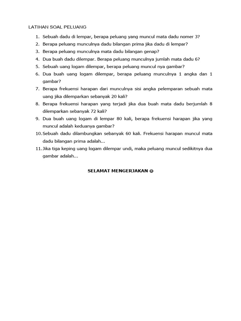 LATIHAN SOAL PELUANG | PDF