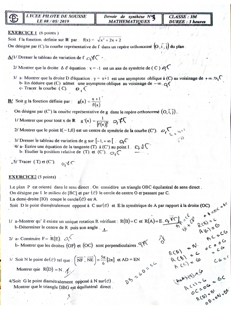 Pilote de Sousse 3 Math | PDF